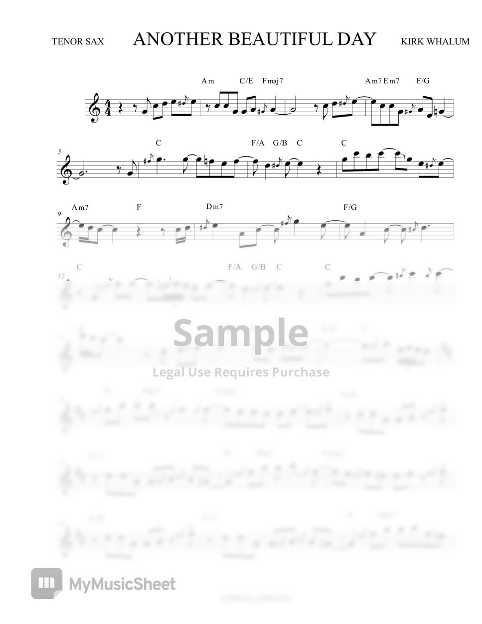 Kirk Whalum - Another Beautiful Day Sheets by Ismael Dorado