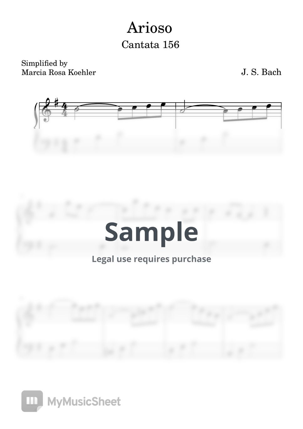 J.S. Bach - Arioso (simplified) Sheets by Marcia Rosa Koehler
