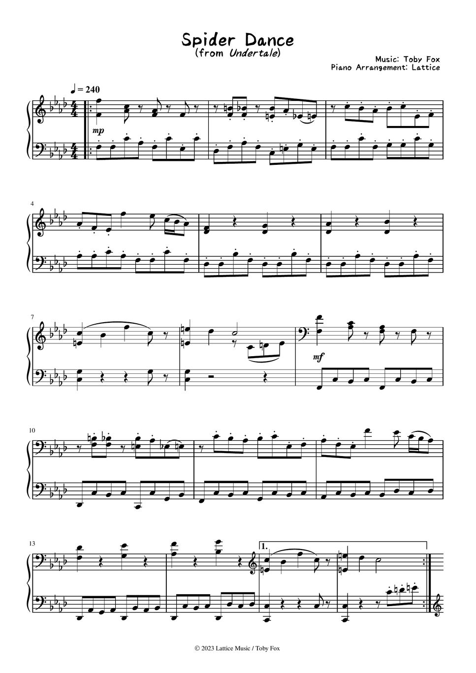 Toby Fox - Spider Dance Sheets by Lattice