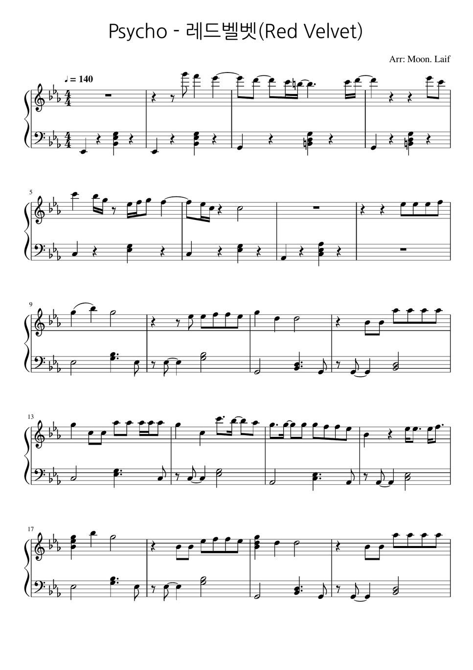 레드벨벳(Red Velvet) - Psycho Sheet by Moon. Laif