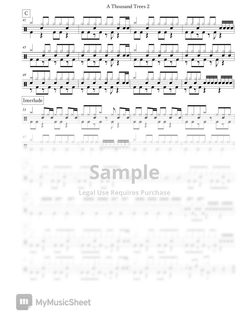 Stereophonics - A Thousand Trees Sheet Music by Arkadia Drums