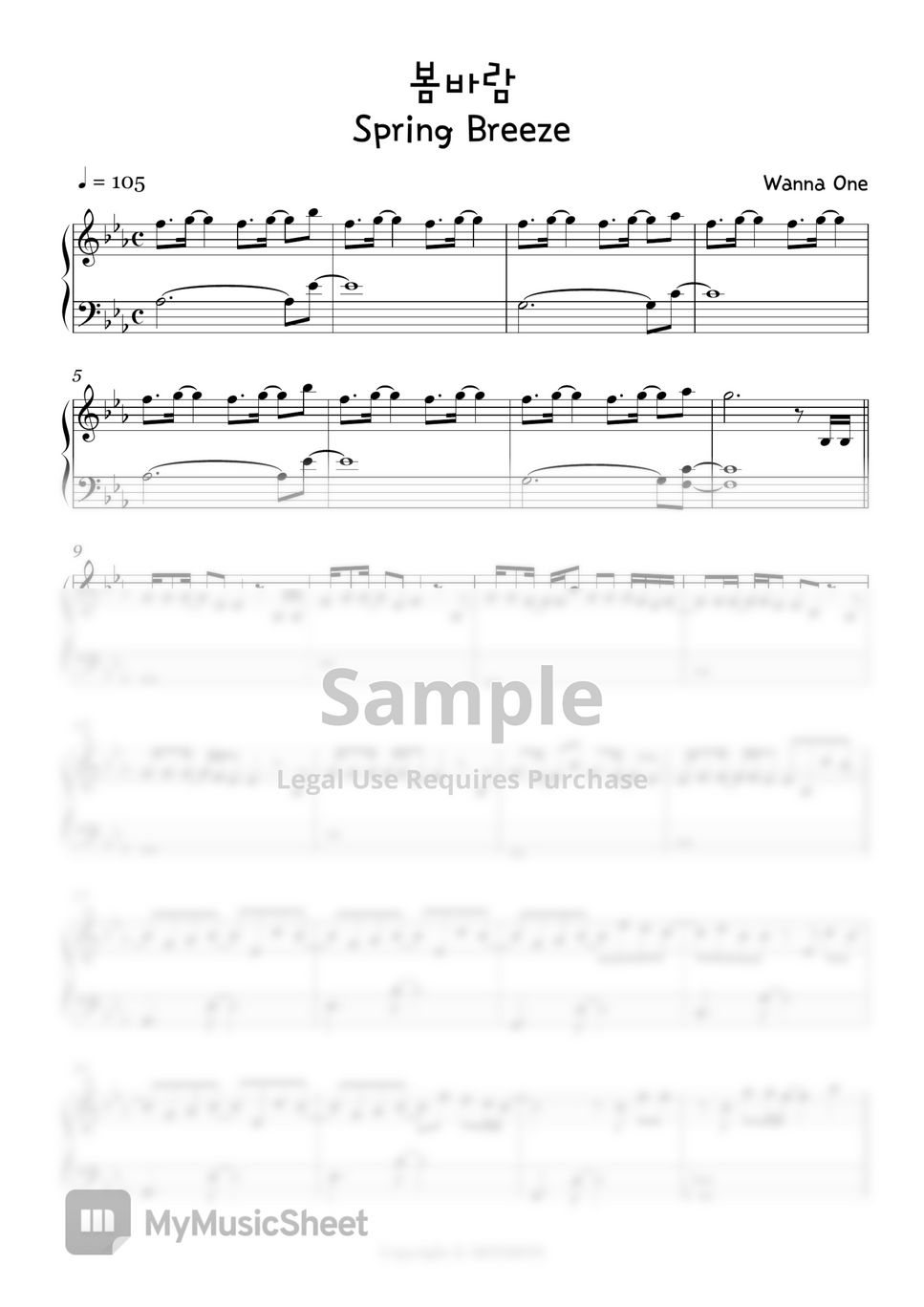 WANNA ONE (워너원) - SPRING BREEZE (봄바람) [Easy Version] 악보