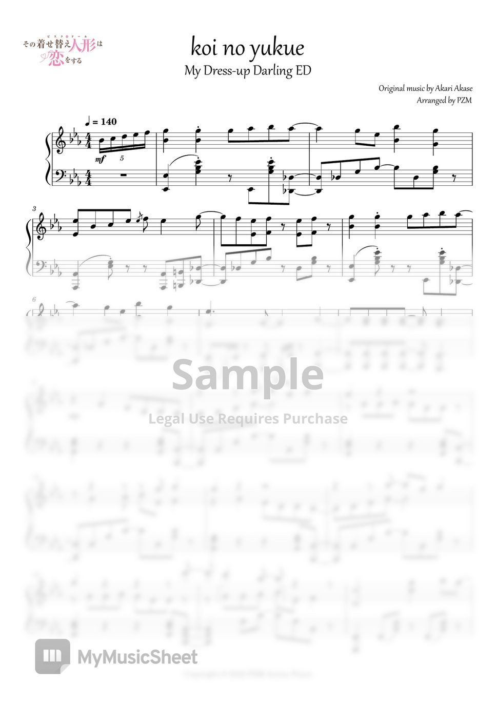 Akari Akase - koi no yukue (My Dress-Up Darling ED) Sheets by PZM