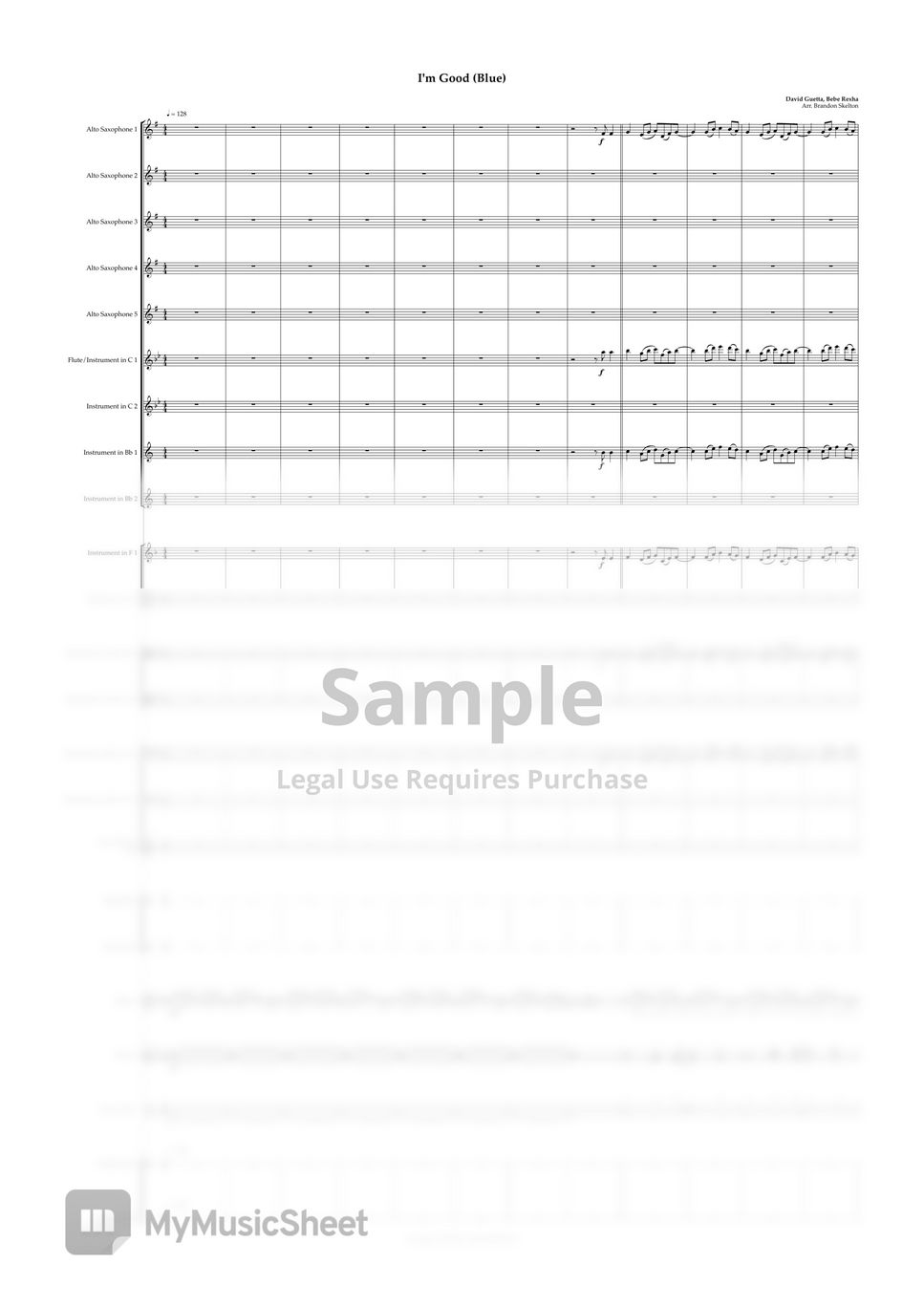 David Guetta & Bebe Rexha - I'm Good (Blue) (Full Score) Sheet Music by ...