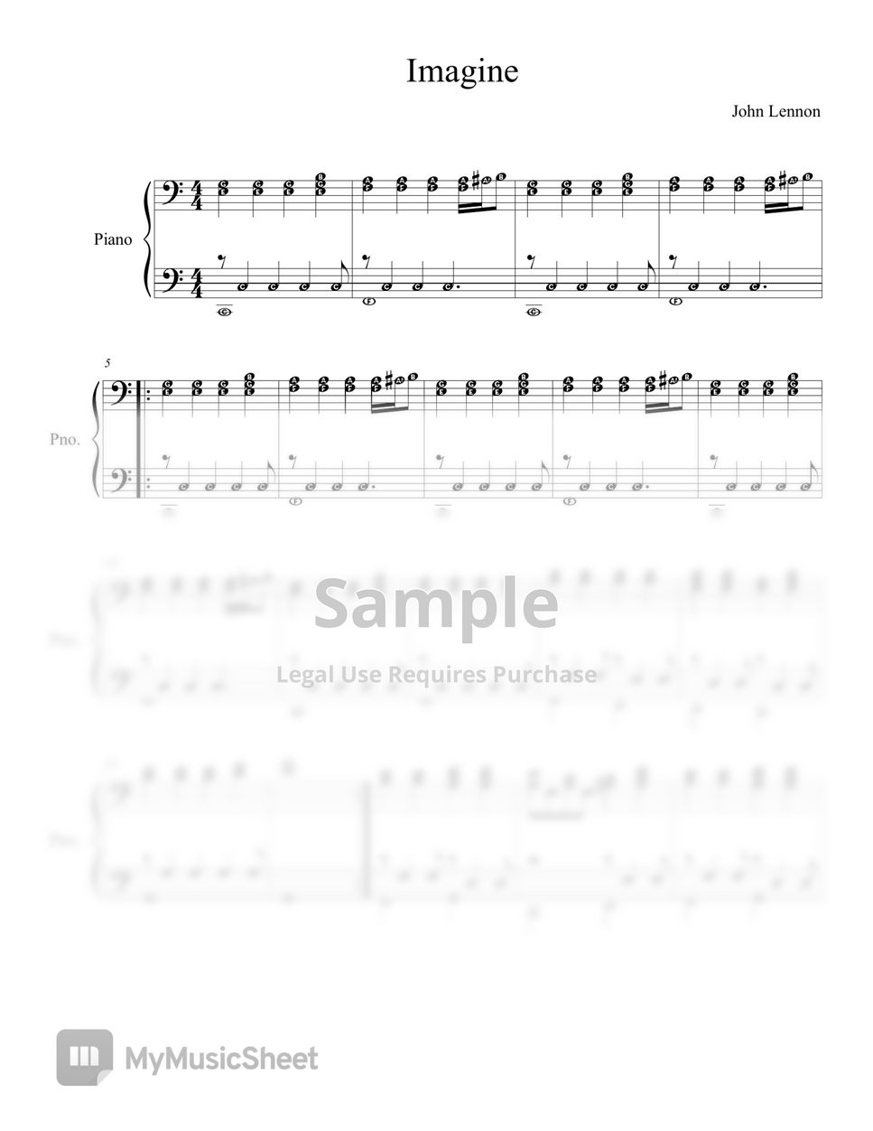 John Lennon - Imagine Partition musicale