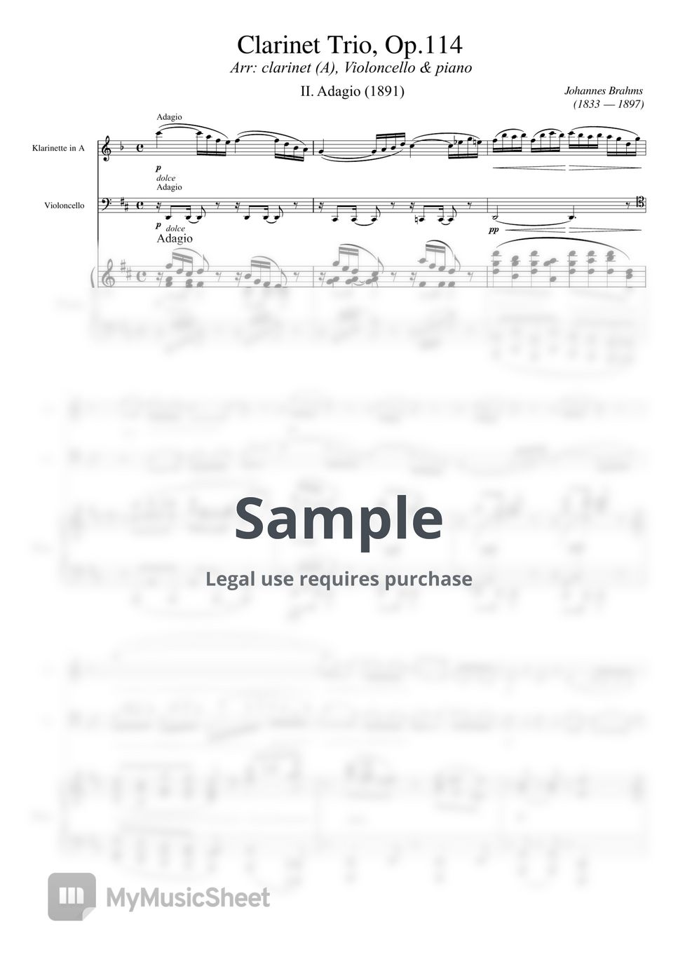 Johannes Brahms - Clarinet Trio, Op.114 (2nd Mvt - For Clarinet in A ...