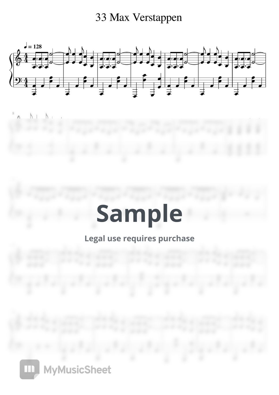 Carte Blanq, Maxx Power - 33 Max Verstappen (C Major, 128 BPM) Sheets by Alberto Rinaldi Piano ...