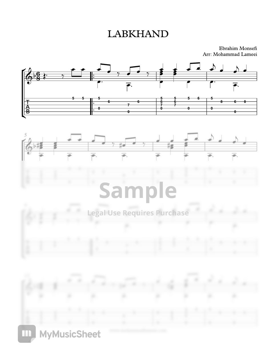 Ebrahim Monsefi - Smile لبخند Sheets by Mohammad Lameei