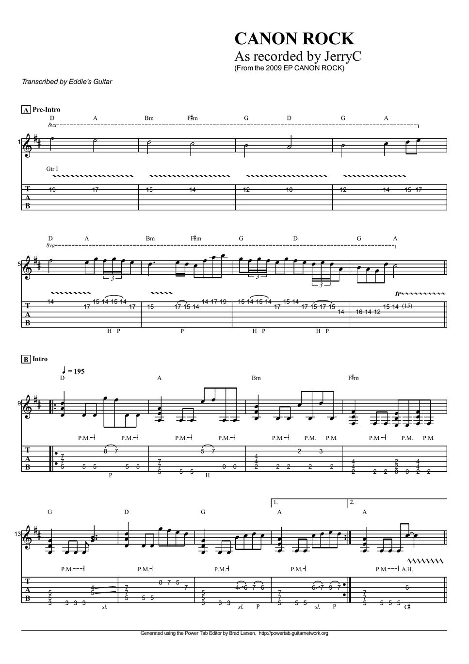 Jerry C - Canon Rock TAB