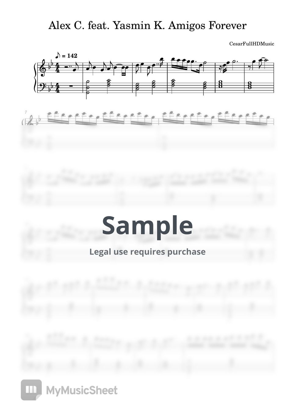 Alex C. feat. Yasmin K. - Amigos Forever Partitur