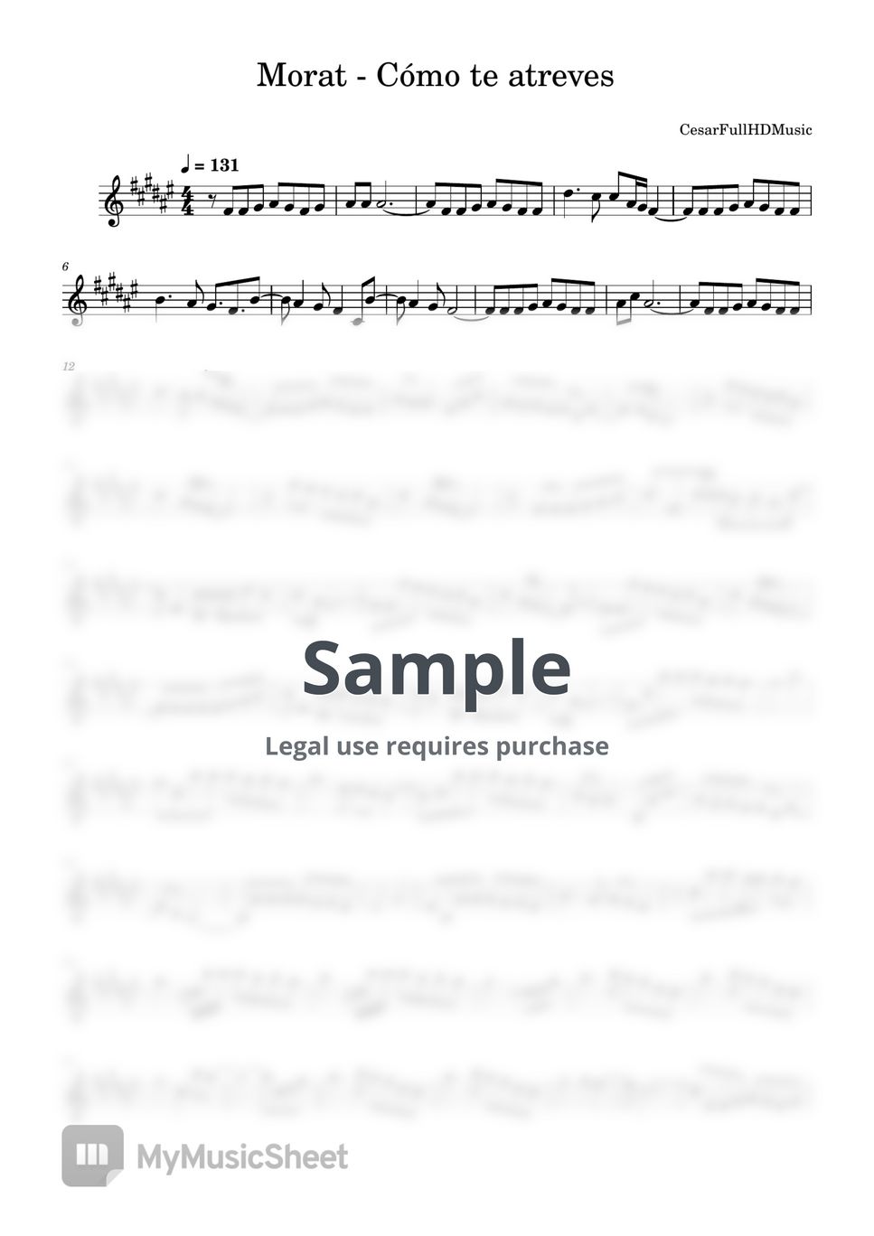 Morat - Cómo te atreves 악보