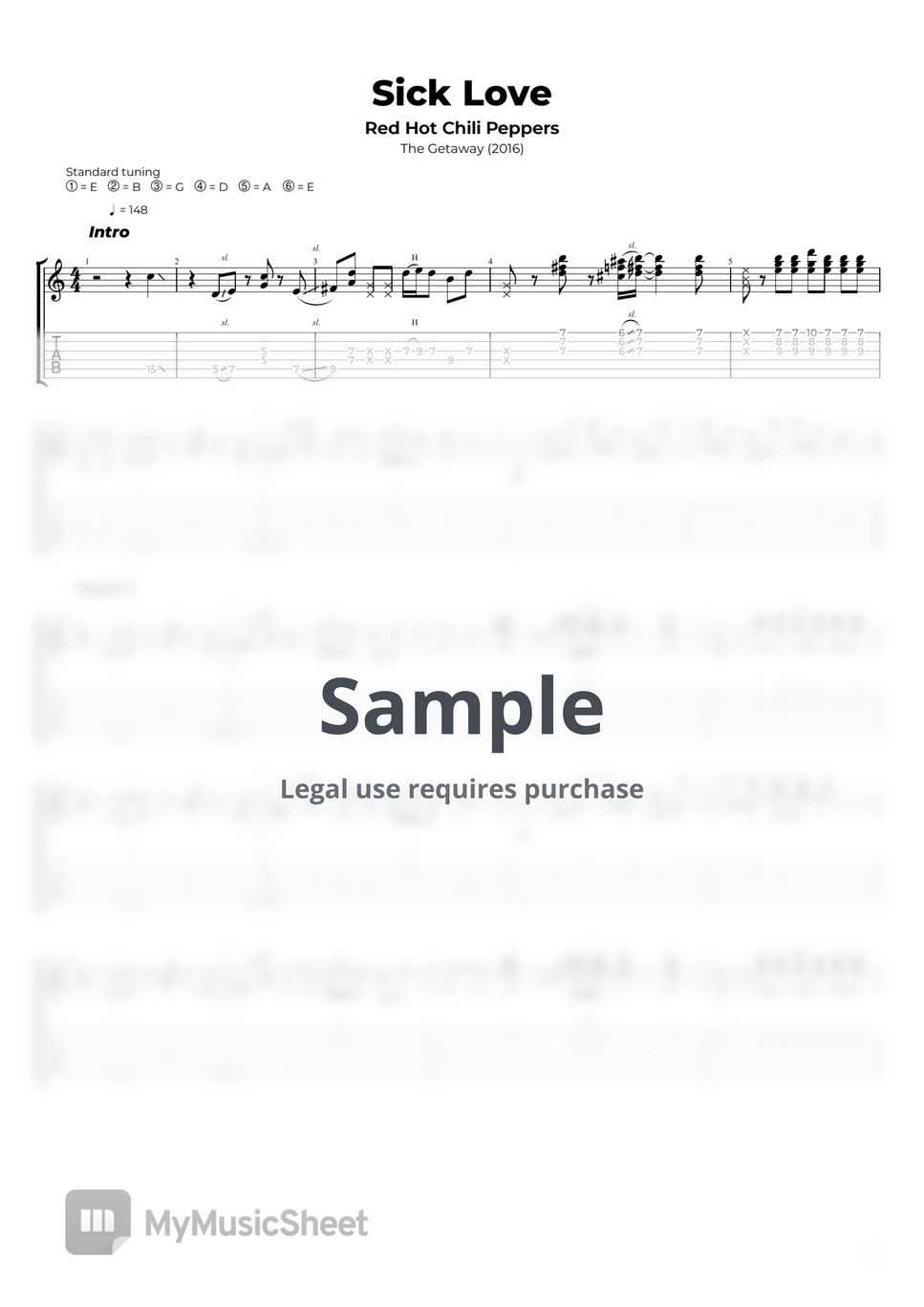 Red Hot Chili Peppers - Sick Love 樂譜 by Nikola Gugoski