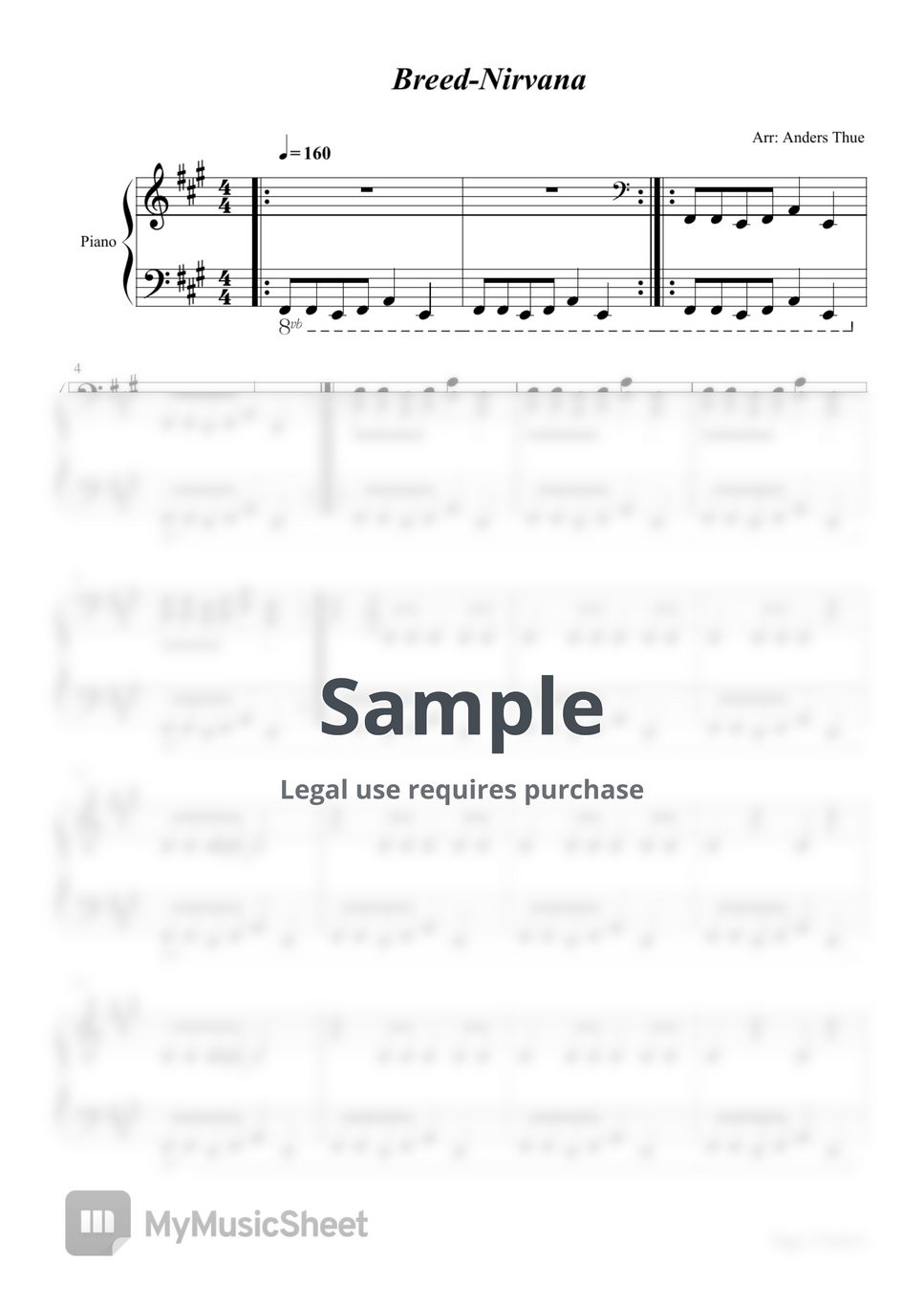 Nirvana - Breed (Nirvana) Sheet Music by dogemusic