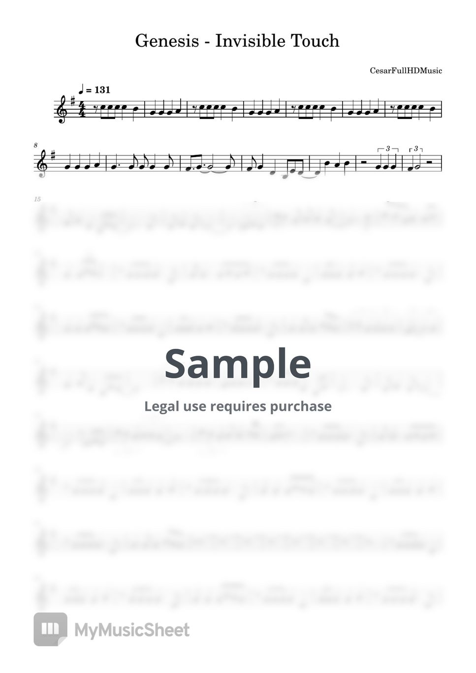 Genesis - Invisible Touch Sheet Music