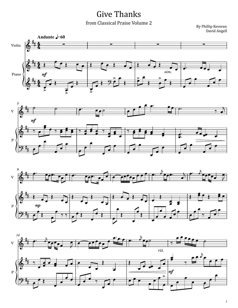 Phillip Keveren,David Angell - Give Thanks ((with Canon) - Classical ...