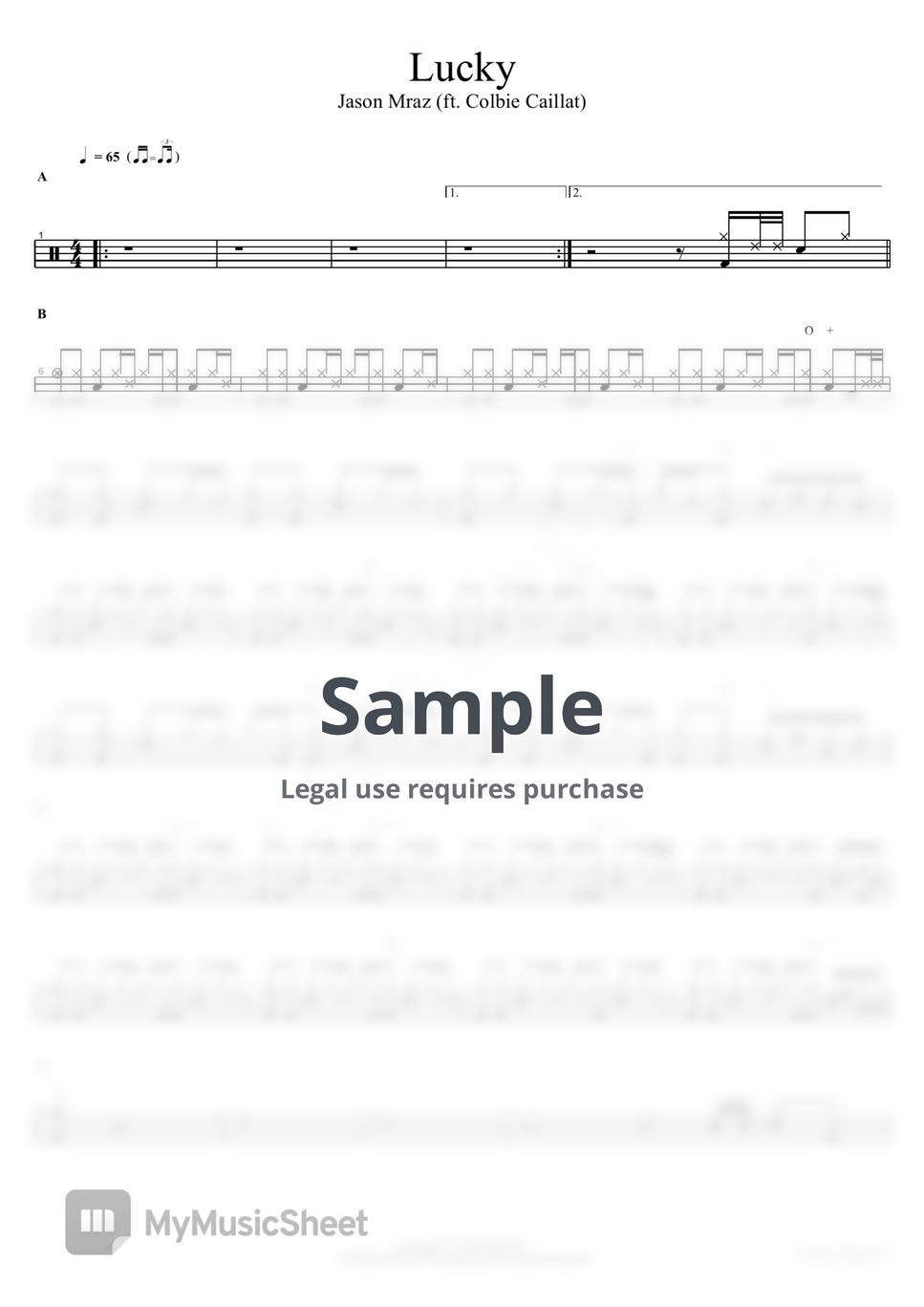 Jason Mraz (ft. Colbie Caillat) - Lucky Sheets by COPYDRUM