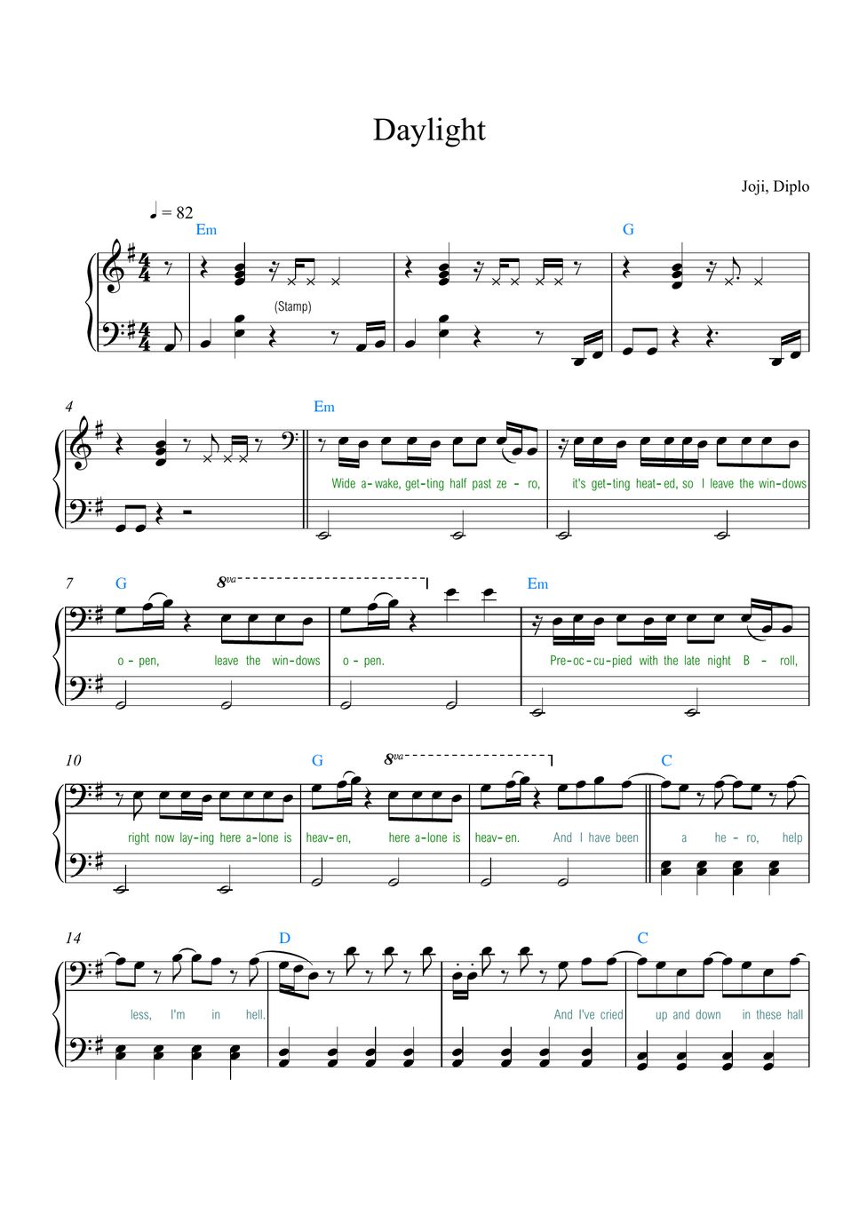 Joji - Daylight featuring Diplo Sheets by Rita B