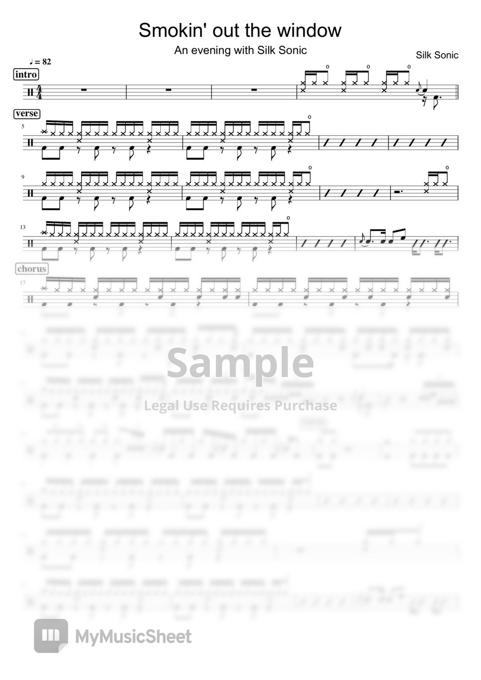 Silk Sonic - Smokin' out the window 악보 by fish