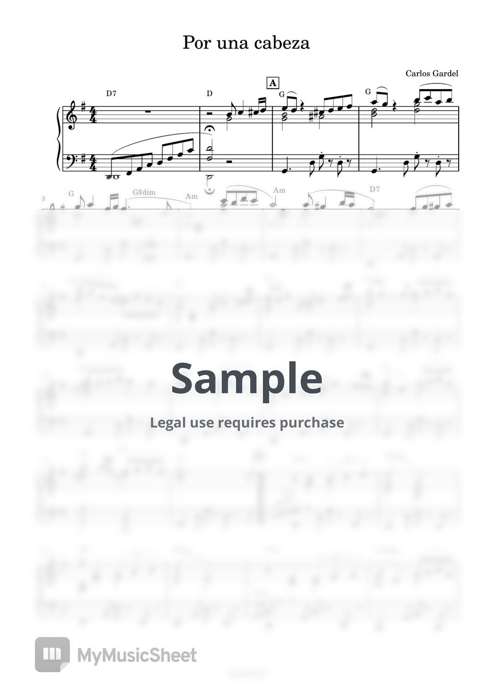 Carlos Gardel - Por una cabeza 악보 by AsukA818