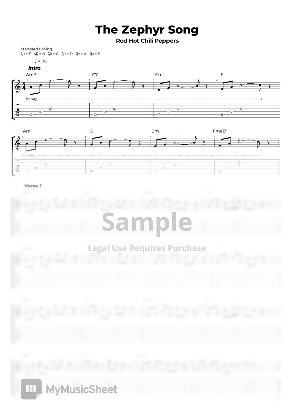 Red Hot Chili Peppers The Zephyr Song Sheets By Nikola Gugoski