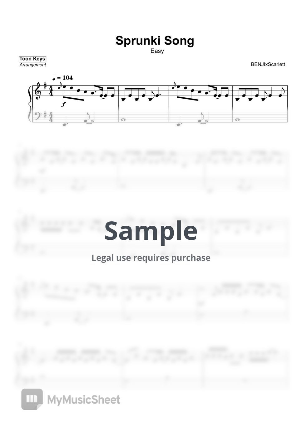 BENJIxScarlett - Sprunki Song Sheets by Toon Keys