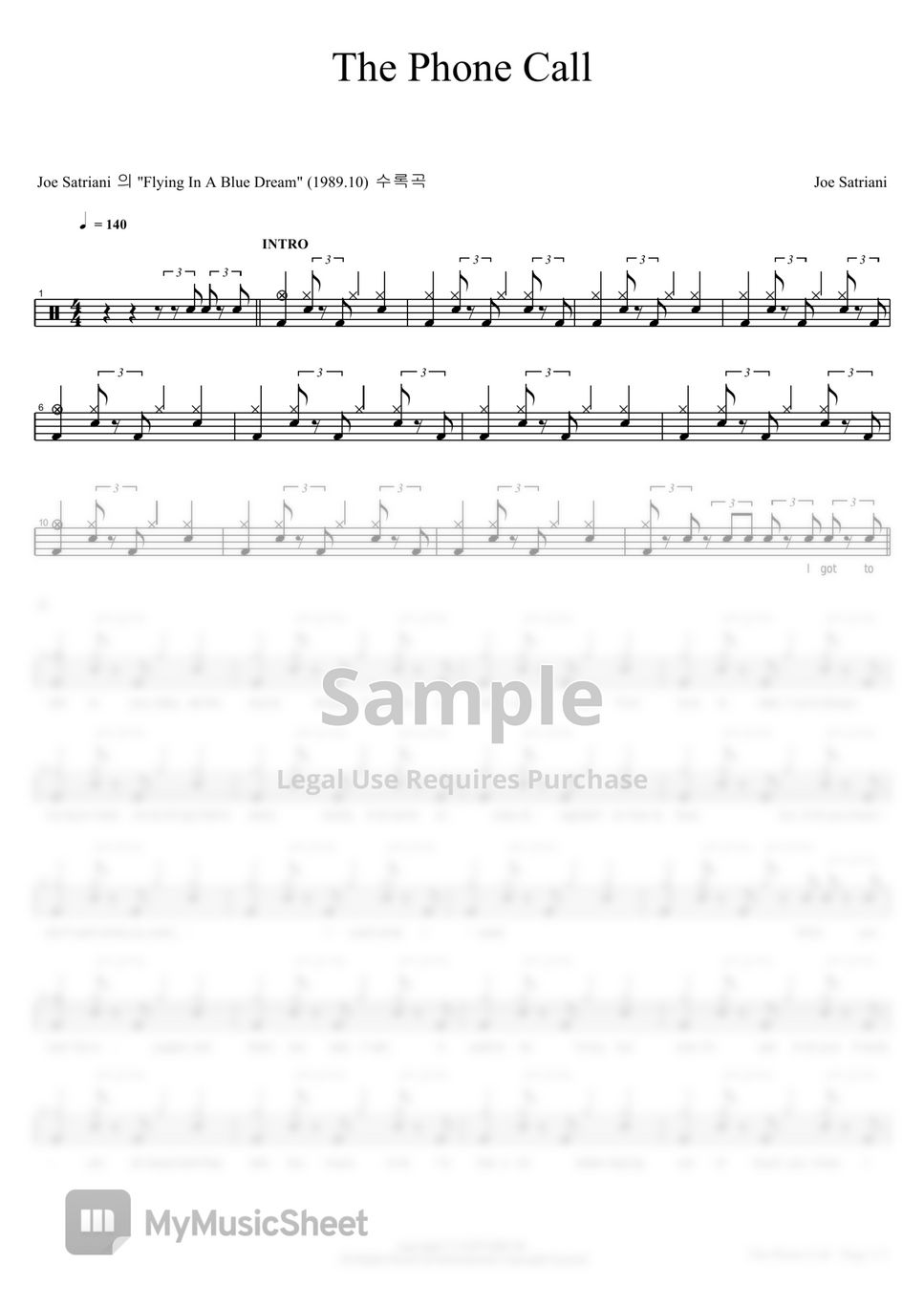 Joe Satriani - The Phone Call 楽譜 by COPYDRUM