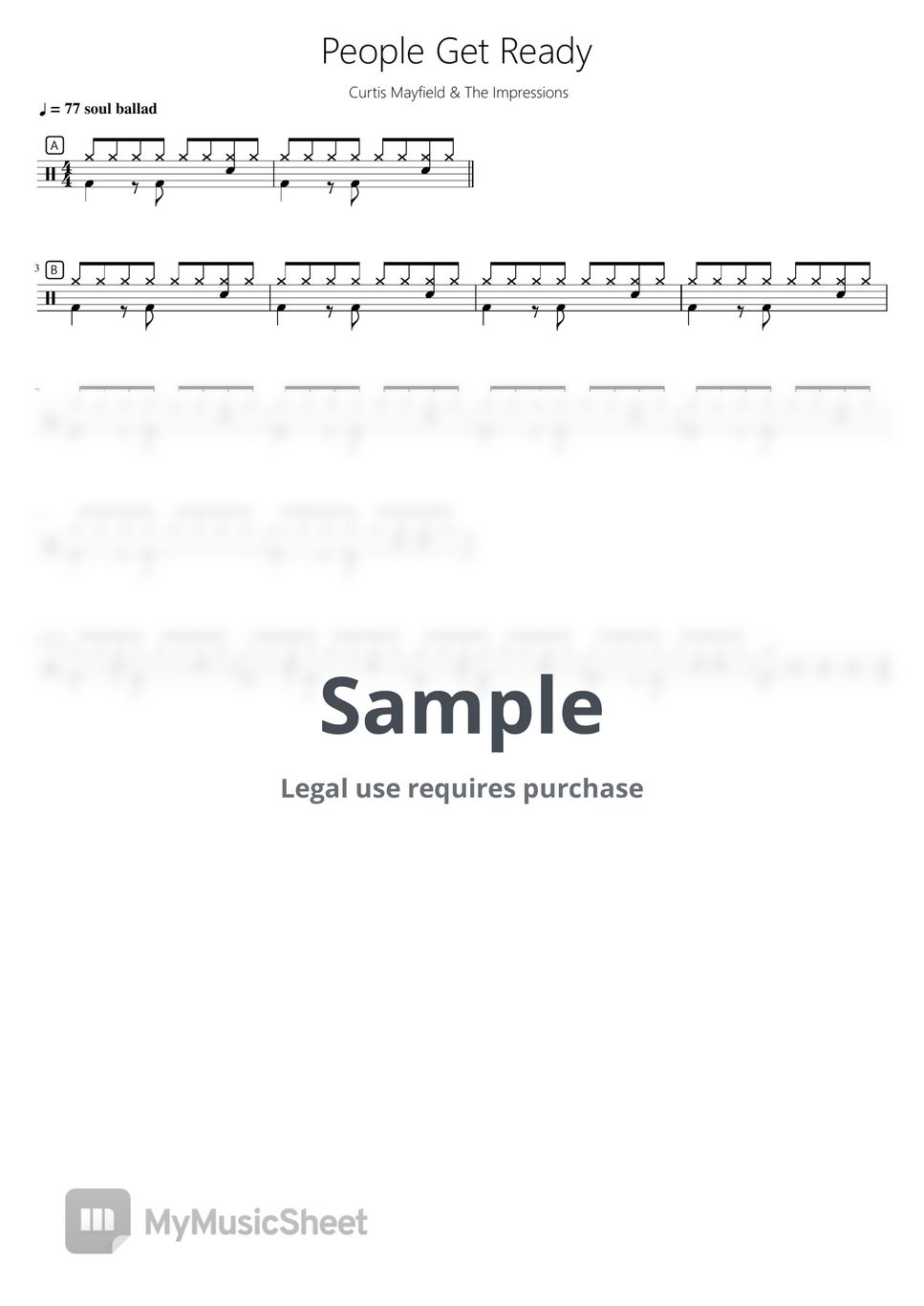 Curtis Mayfield & The lmpressions - People Get Ready【Rock school Lv0】 Sheets by 看哦爱随风