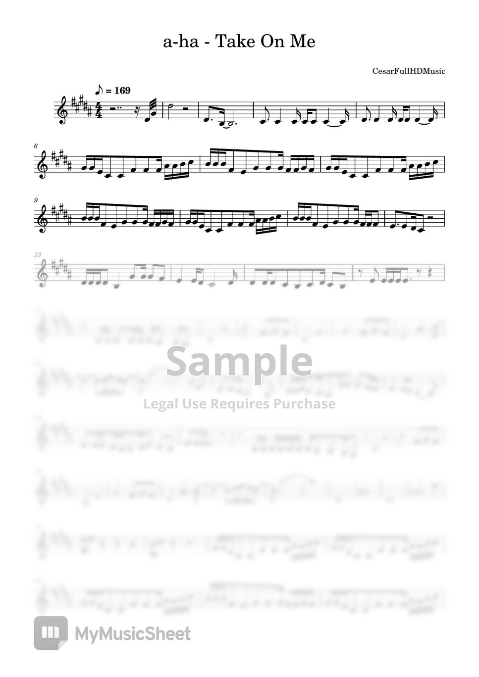 a-ha - Take On Me Sheets