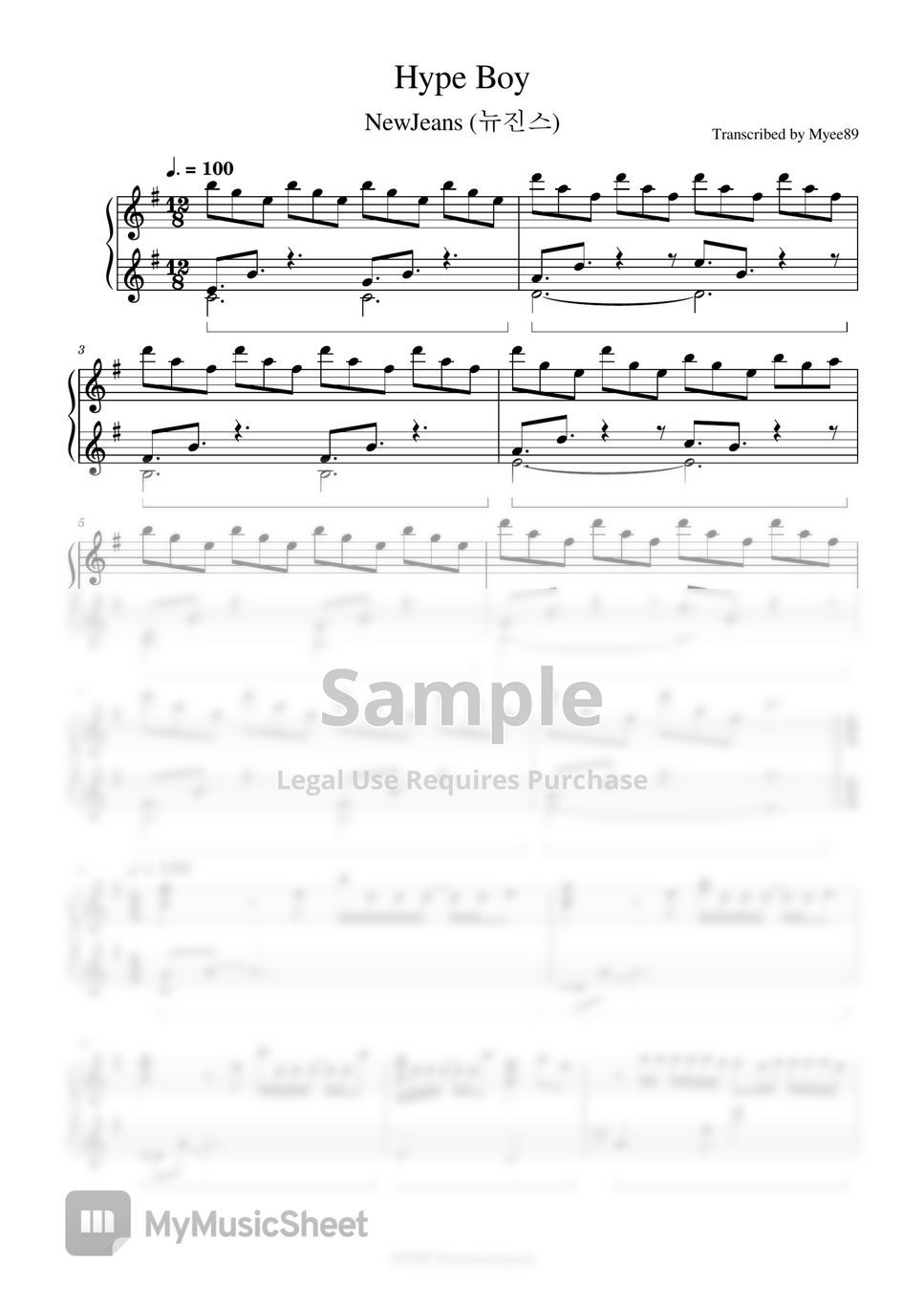 NewJeans (뉴진스) - Hype Boy Piano Sheet Music PDF | Myee89 | mymusic5