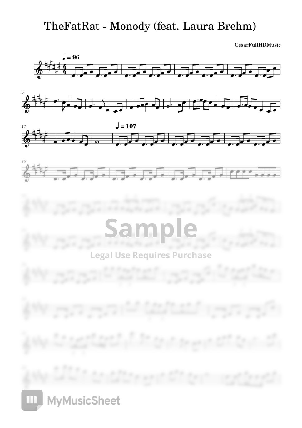 TheFatRat (feat. Laura Brehm) - Monody Sheet Music