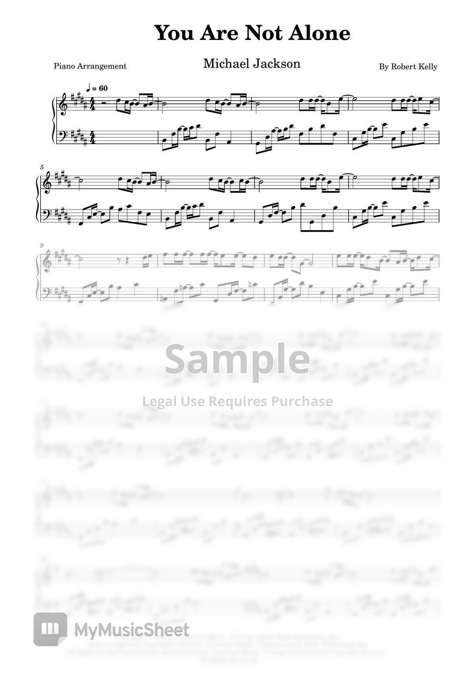 Michael Jackson - You Are Not Alone 악보 by Piano Go Life