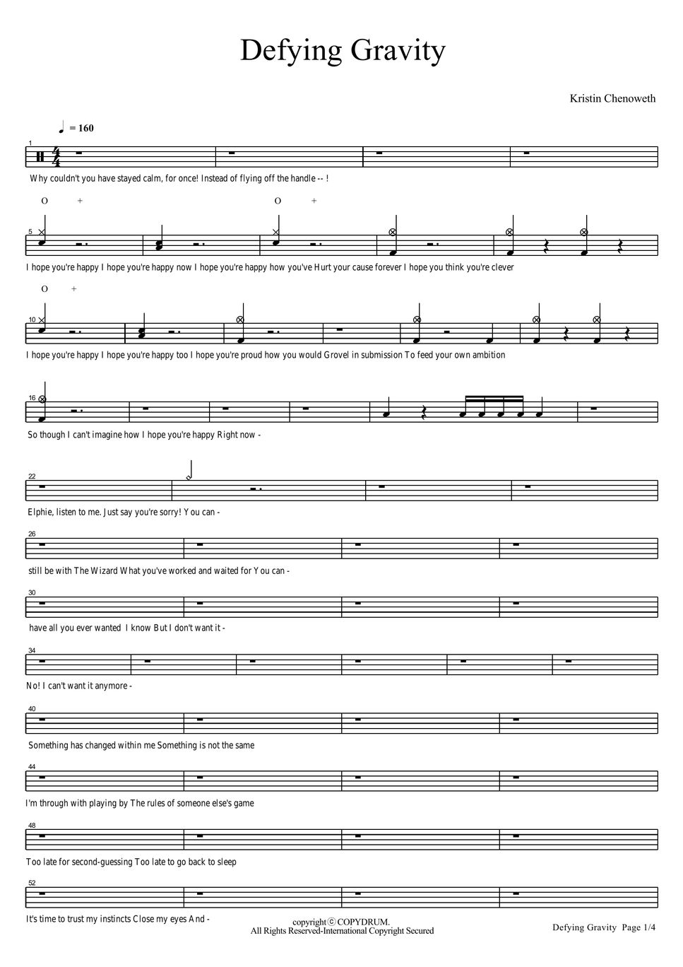 Kristin Chenoweth - Defying Gravity 악보 by COPYDRUM