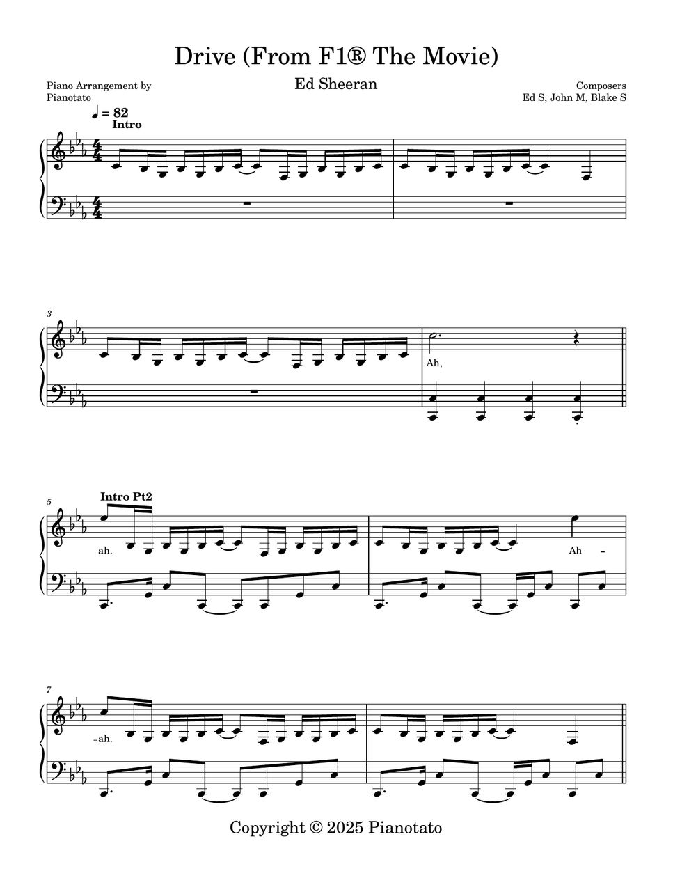 Ed Sheeran - Drive (From F1® The Movie) Sheet Music by Pianotato