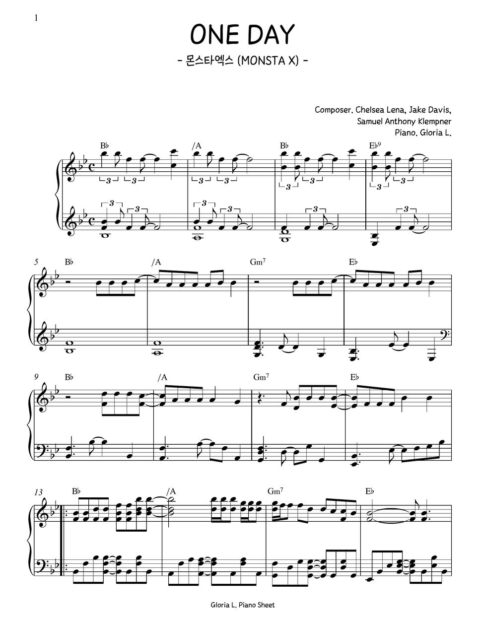 MONSTA X - One Day Sheets by Gloria L.