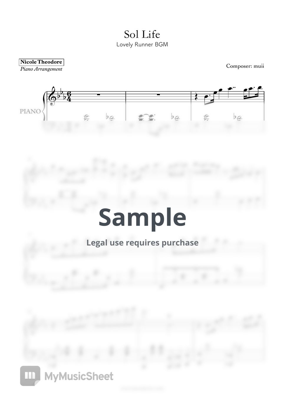 muii - Sol Life (Lovely Runner BGM) Sheets by Nicole Theodore