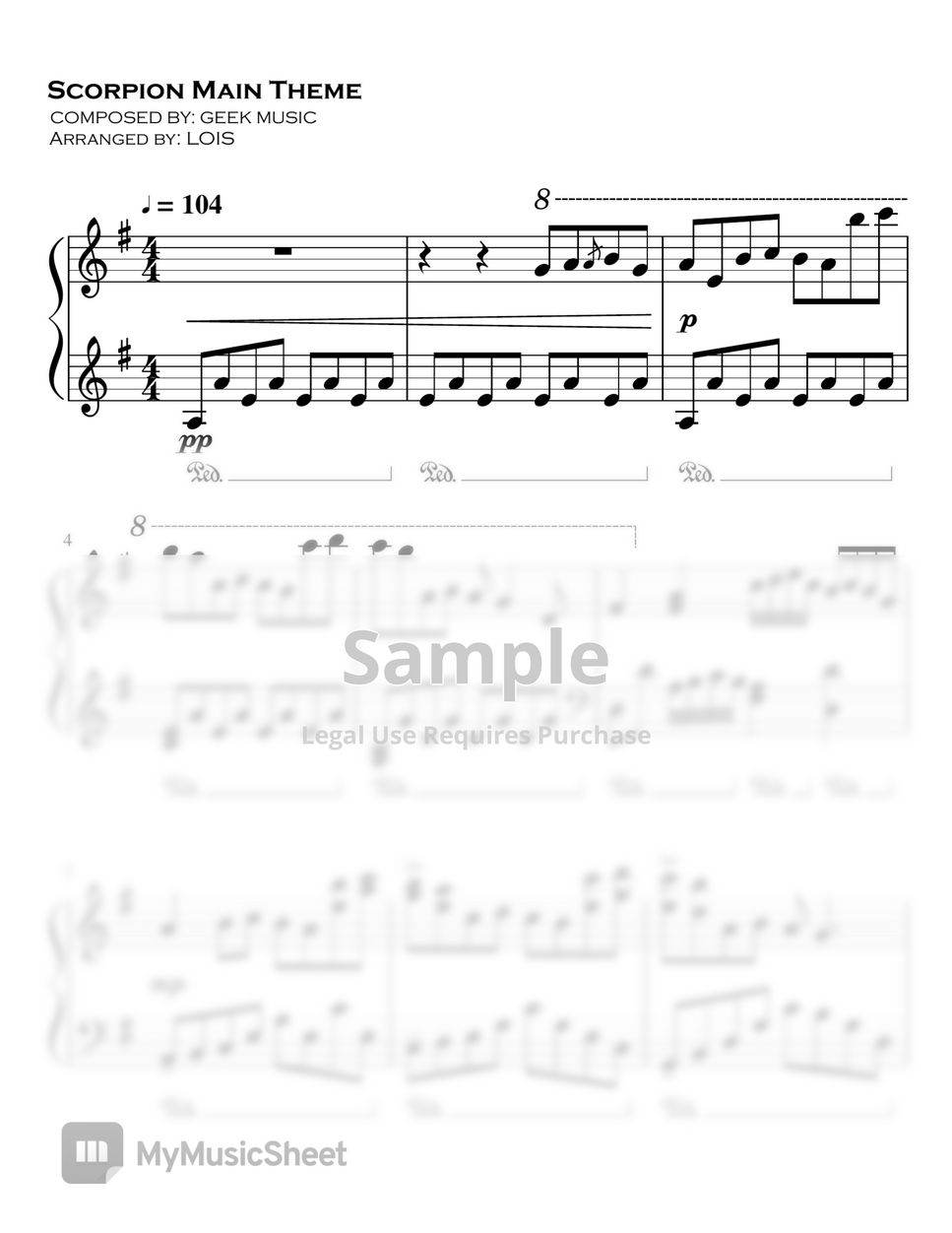 GEEK MUSIC - Scorpion Main Theme Sheet Music by LOIS