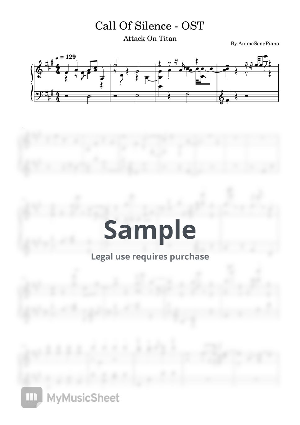 Hiroyuki Sawano - Call Of Silence Sheet Music by AnimeSongPiano