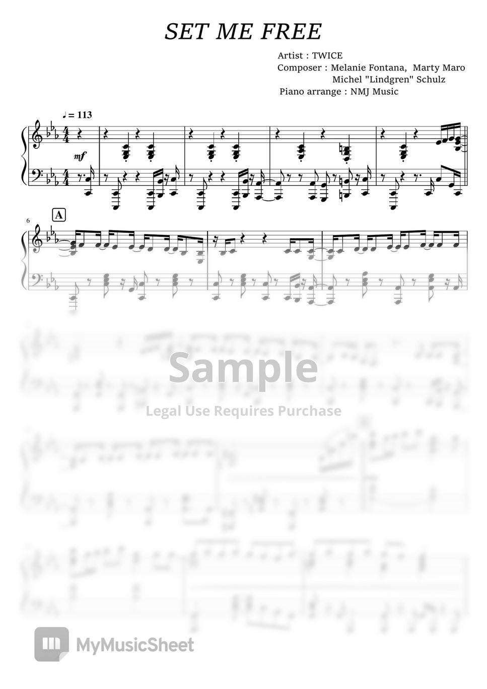TWICE - SET ME FREE Sheet Music by NMJ Music