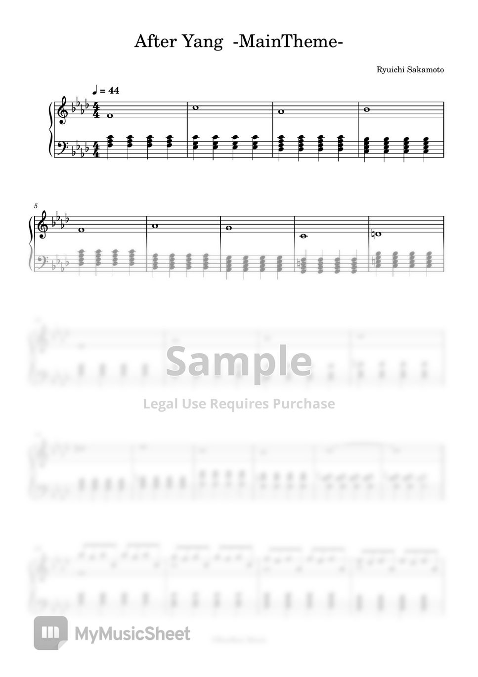 Ryuichi Sakamoto - After Yang - Main Theme - 악보 by KenBan