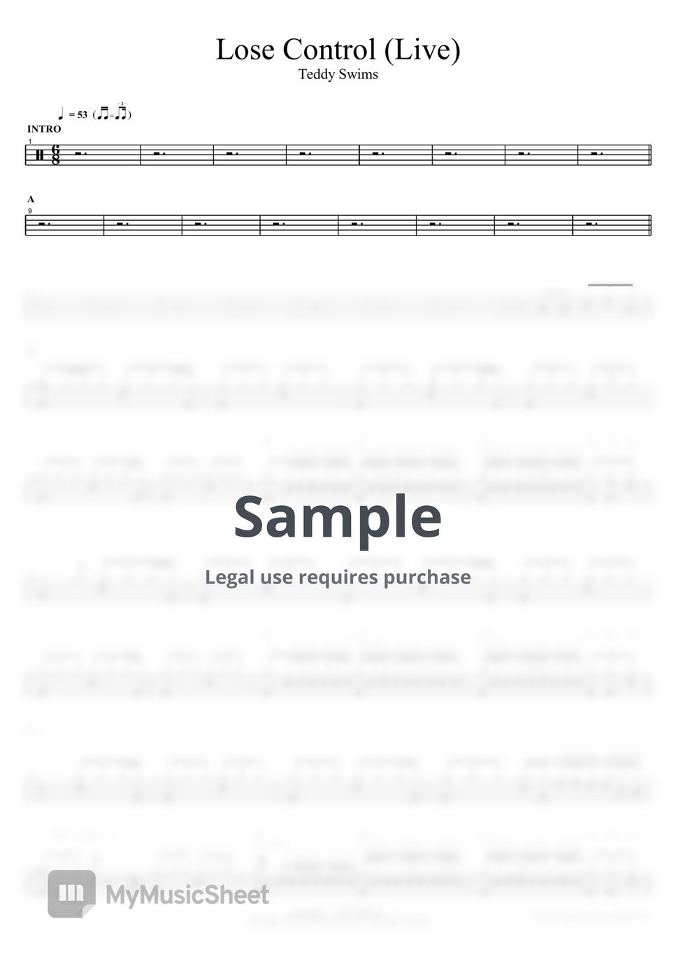 Teddy Swims - Lose Control (Live) Sheets by COPYDRUM