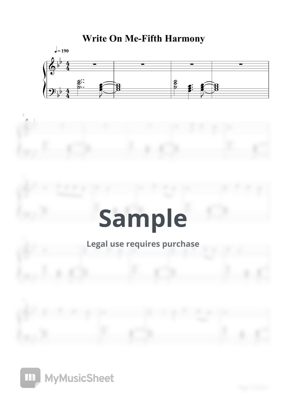 Fifth Harmony - Write On Me (Fifth Harmony) Sheets by Yilun