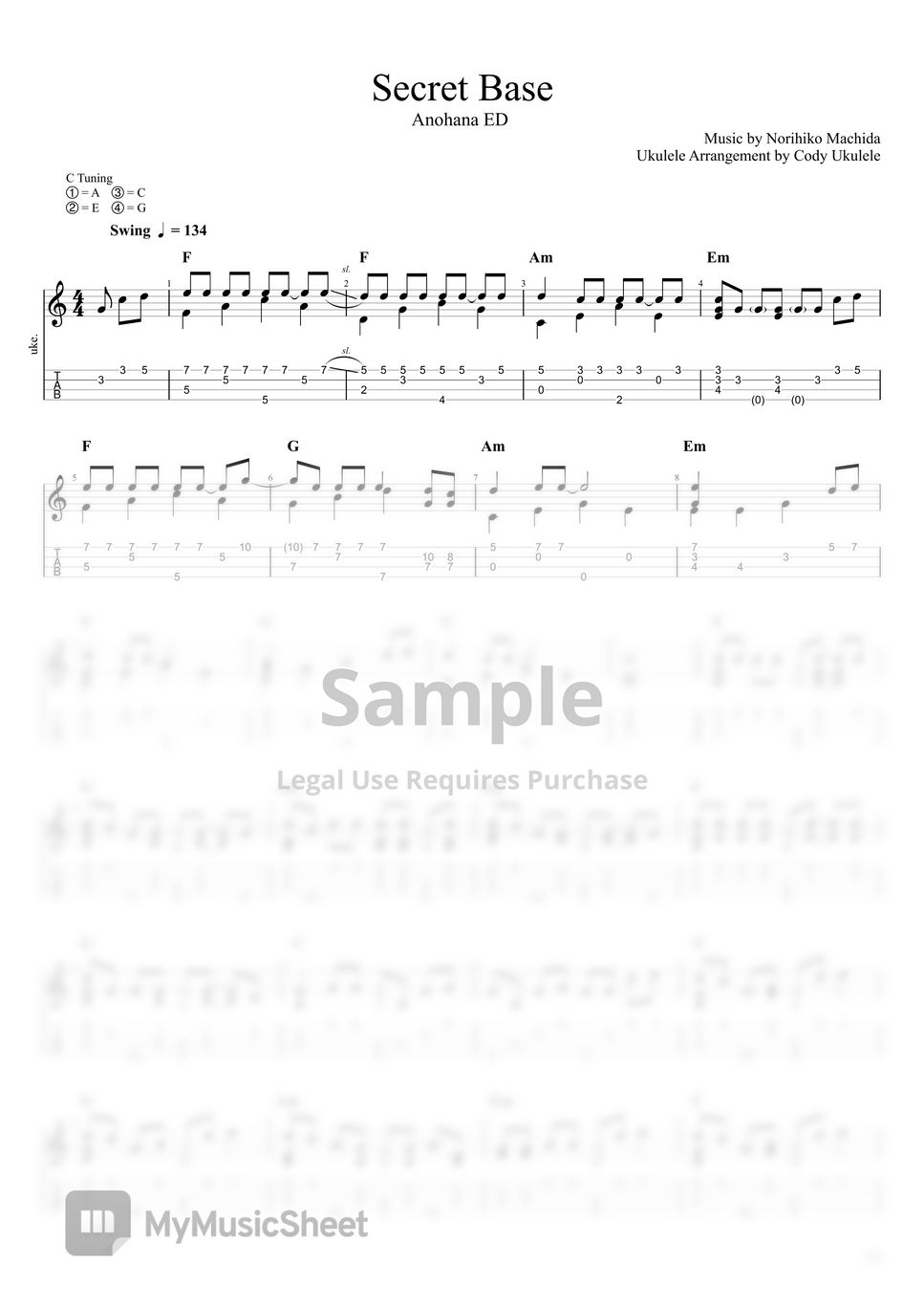 Zone - Secret Base TAB+1 Staff by Cody Ukulele