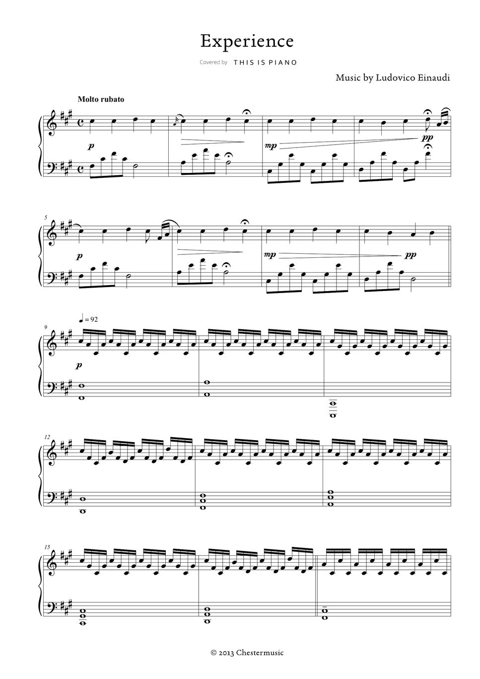 Ludovico Einaudi - Experience 楽譜 by THIS IS PIANO