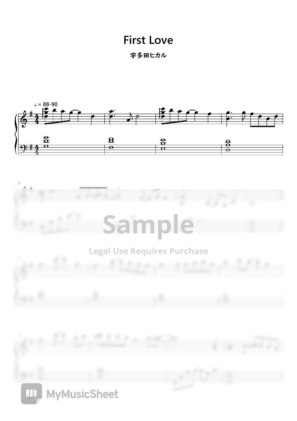 Utada Hikaru - First Love "Witch's condition" theme song (Sheet Music ...