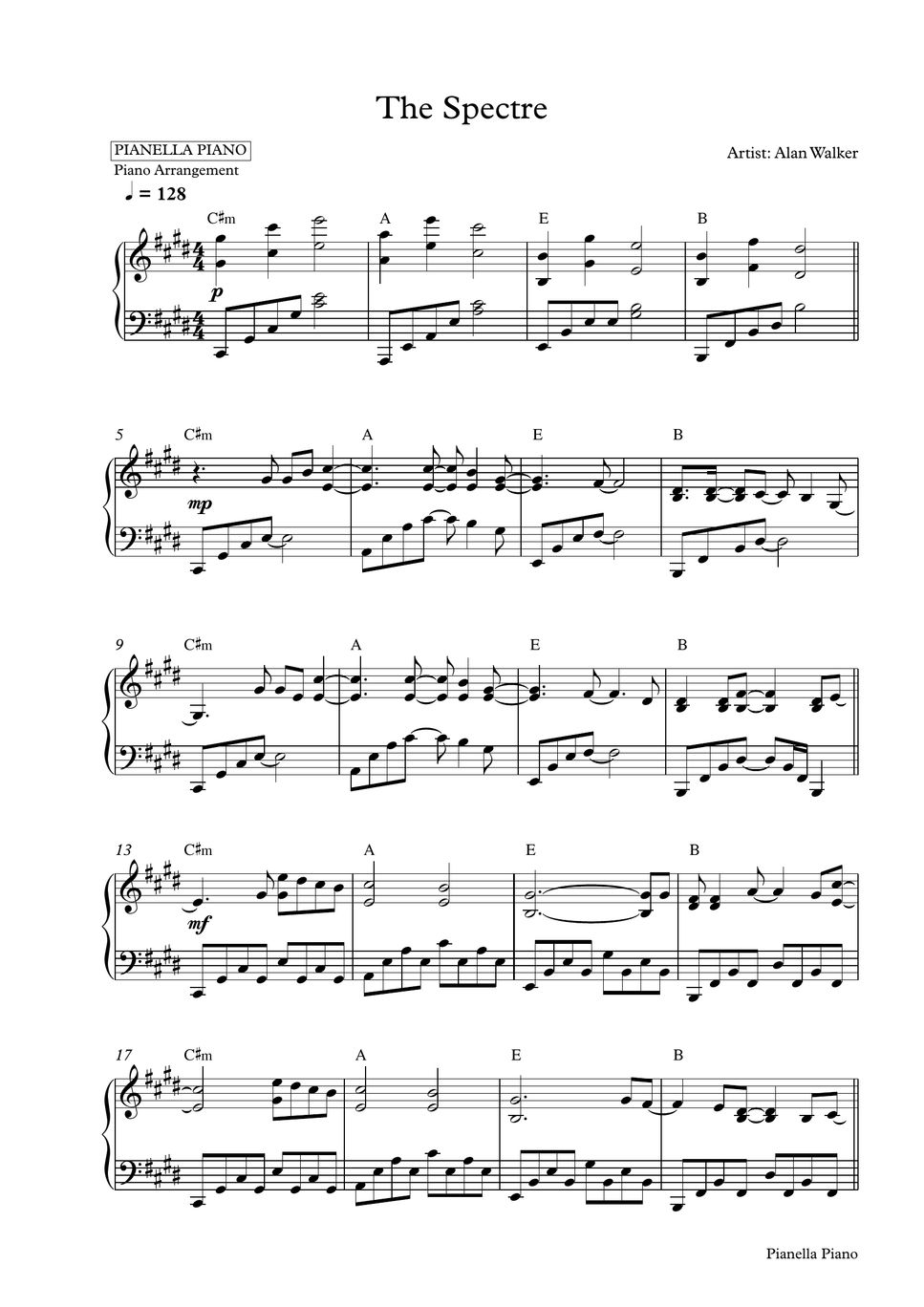 Alan Walker - The Spectre (Piano Sheet) Sheet by Pianella Piano