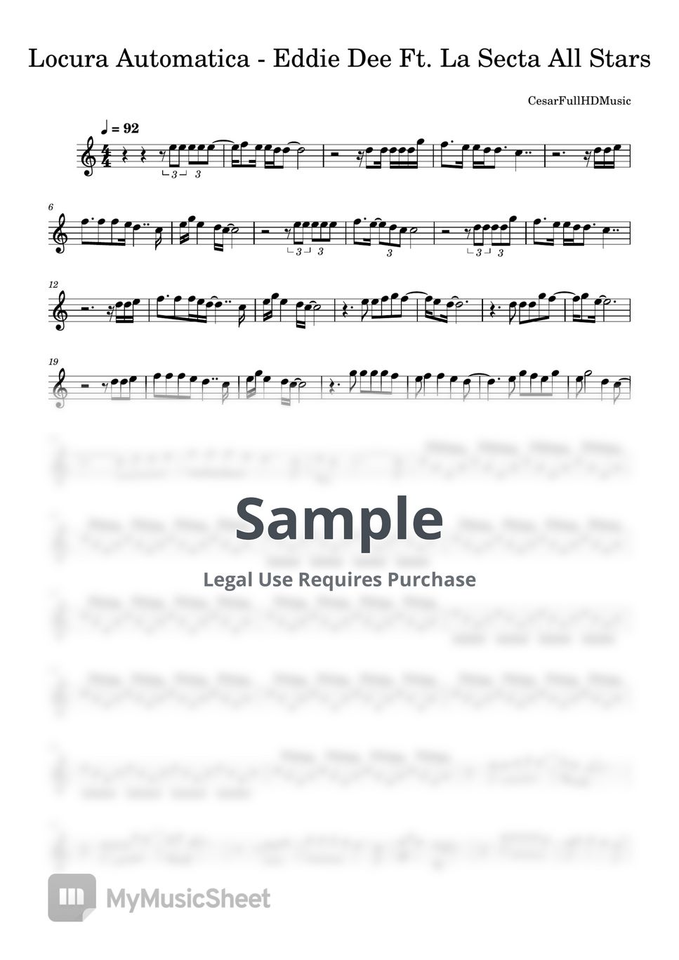 Eddie Dee Ft. La Secta All Stars - Locura Automatica Sheets