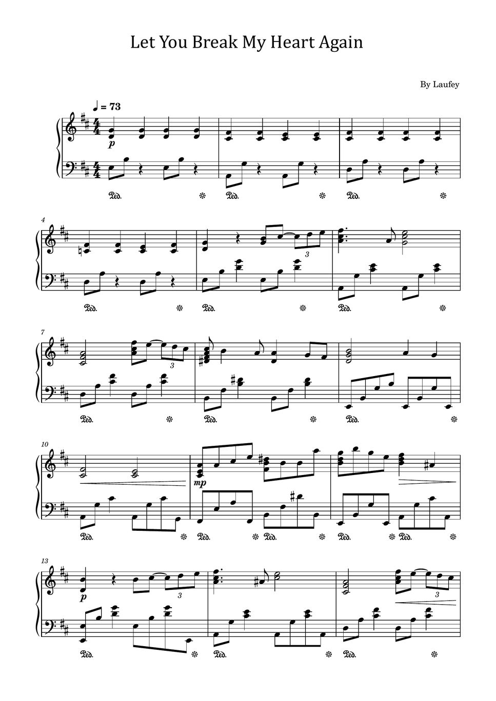 Laufey - Let You Break My Heart Again (For Piano Solo) Sheets by poon