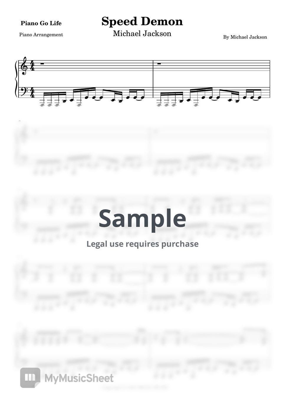 Michael Jackson - Speed Demon 악보 by Piano Go Life