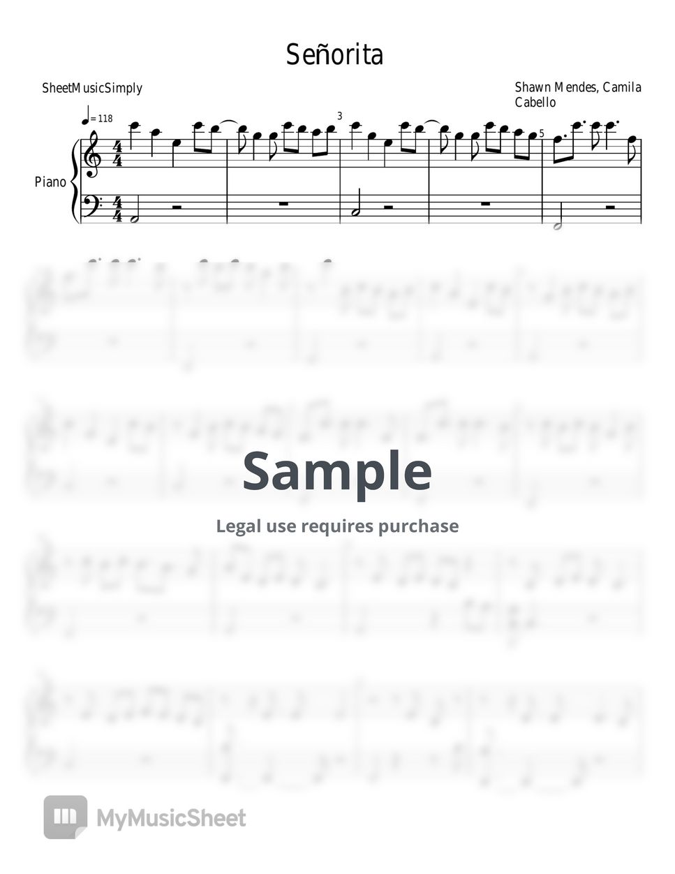 Shawn Mendes Camila Cabello Señorita Sheets By Sheetmusicsimply
