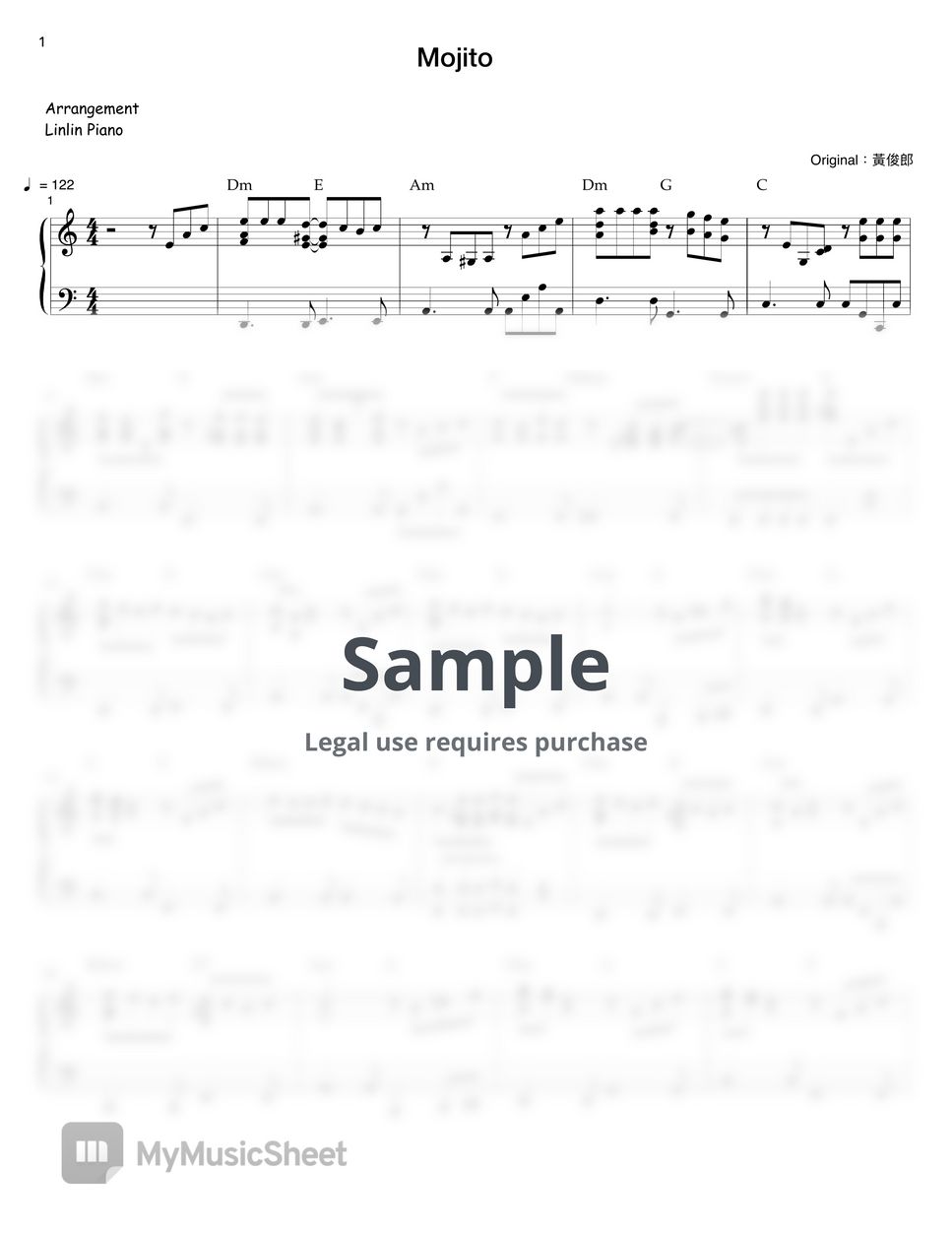 Jay Chou - Mojito Sheets by Linlin Piano